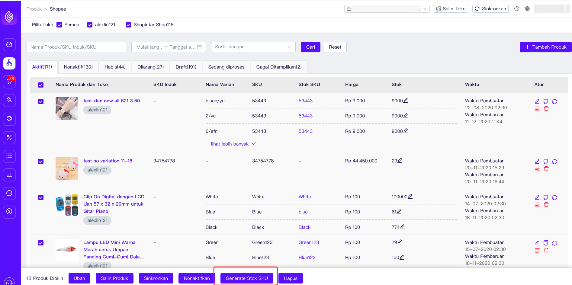 Cara Tambahkan Stok SKU Berdasarkan Produk di Channel - Ginee