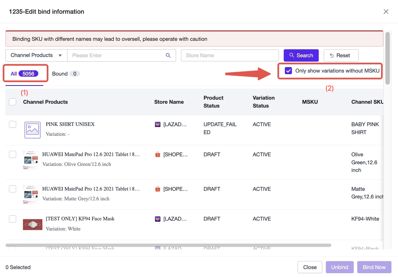 How to Bind Products With Different Channel SKUs to Master Products ...