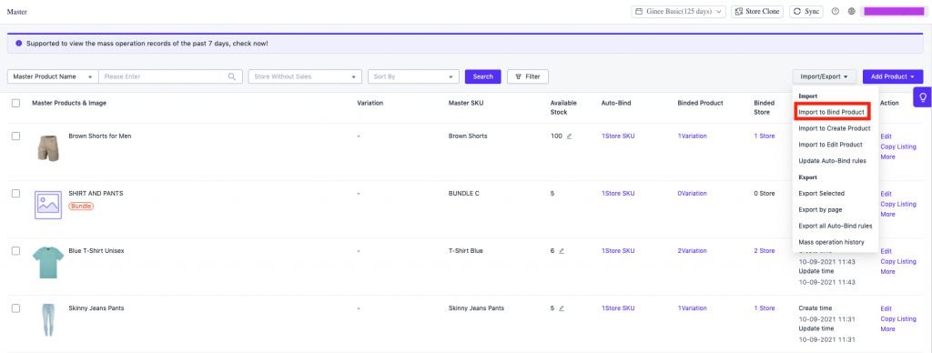 How To Mass Bind Channel Product To Master Product Ginee
