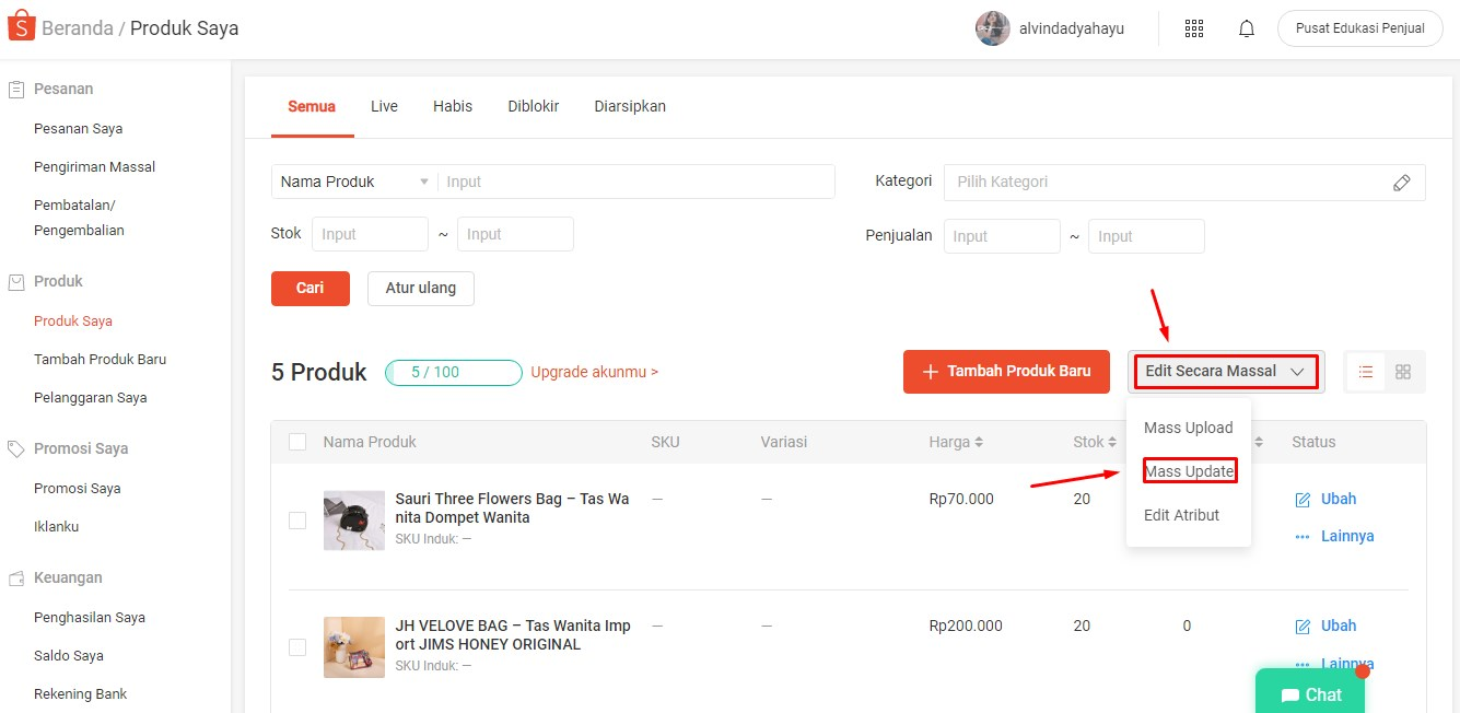 Mass Update Shopee: Langkah Buat dan Cara Isi Template Excel - Ginee