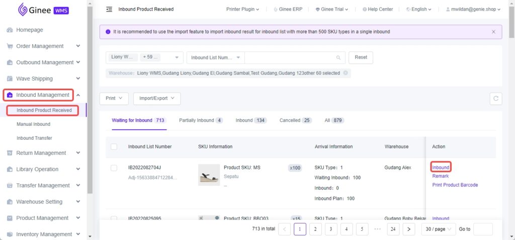 How to Inbound Product in ERP? - Ginee