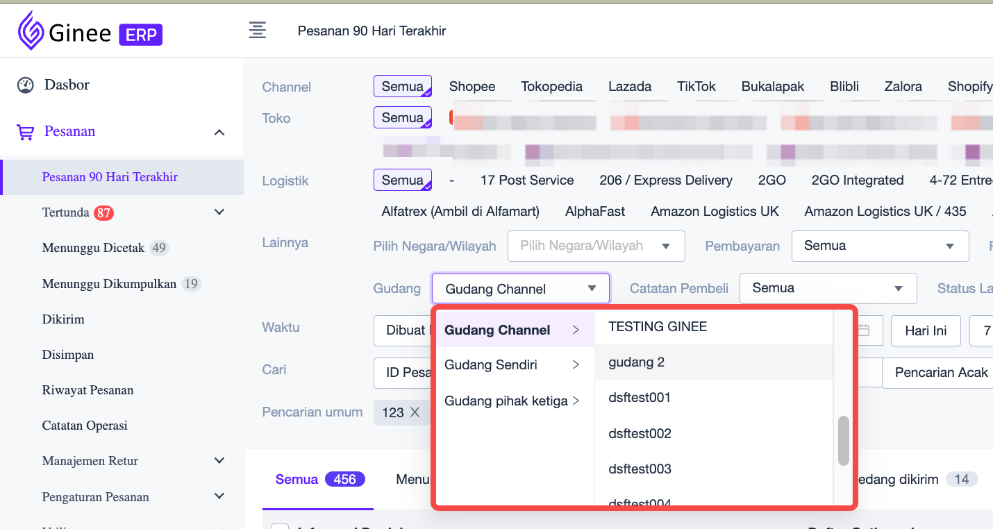 Manajemen Multigudang Lazada - Ginee