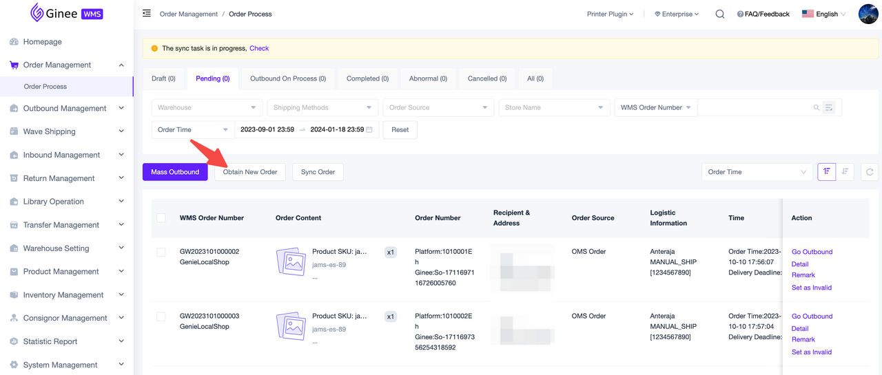 WMS and OMS Synchronization - Ginee