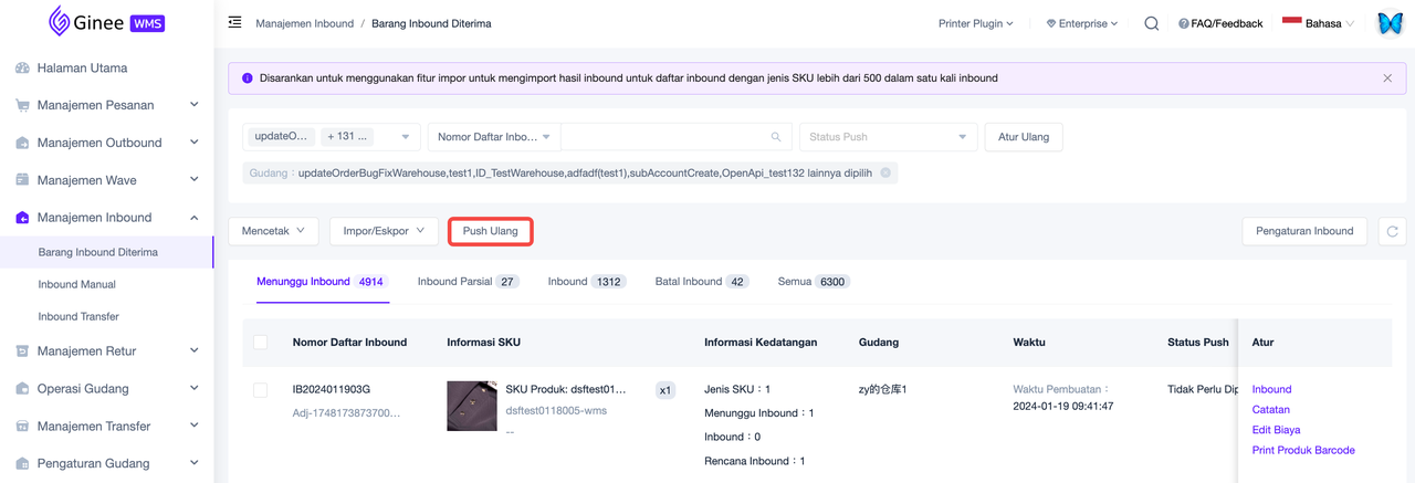 Sinkronisasi WMS & OMS - Ginee