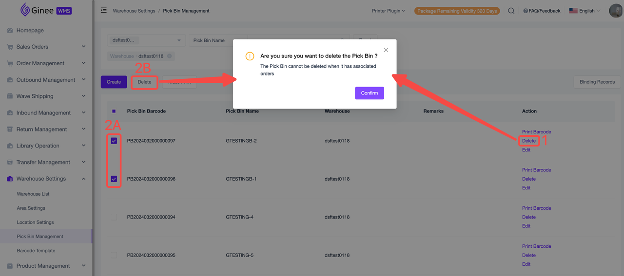 Ginee WMS & PDA - Pick Bin Management - Ginee