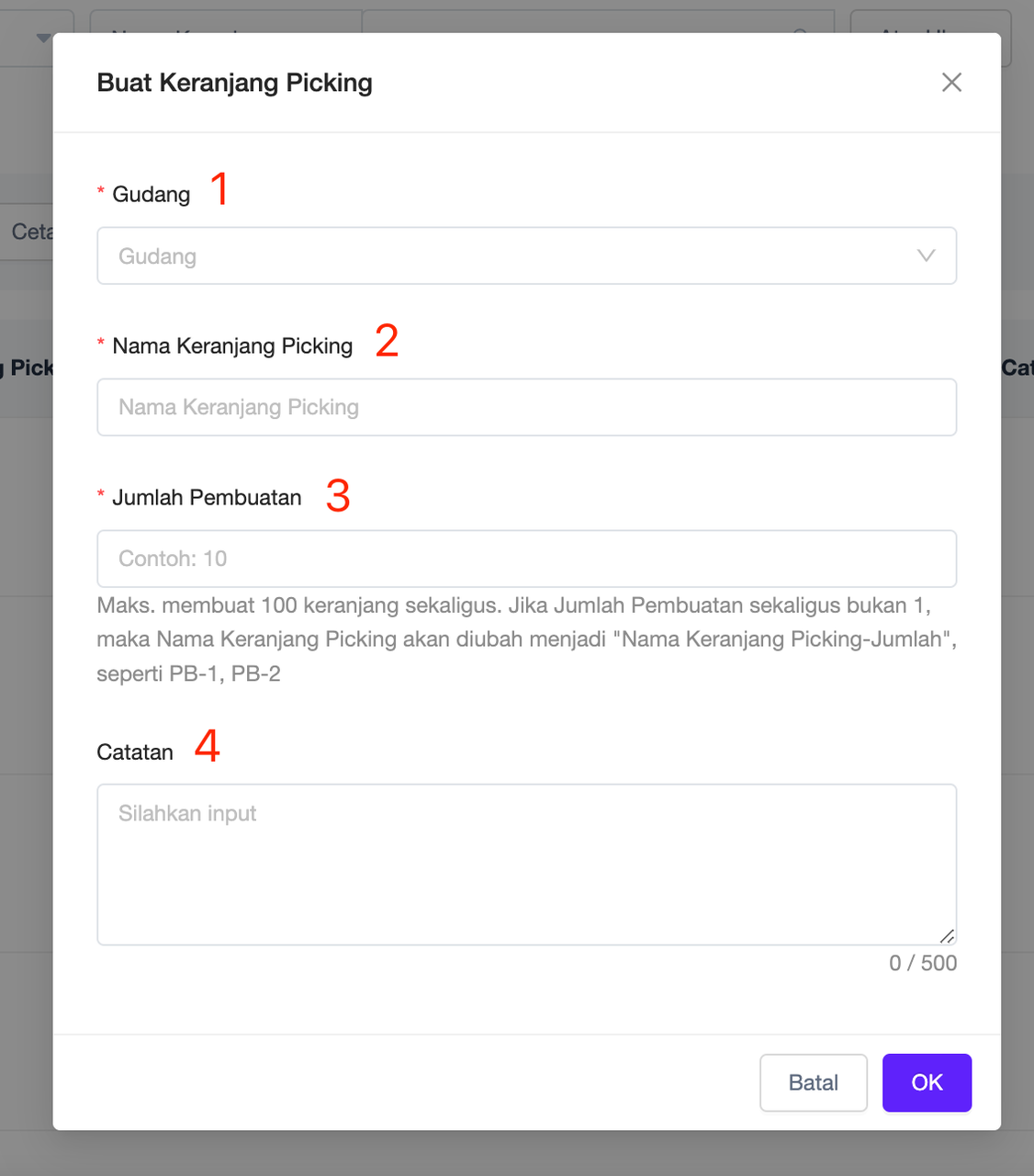 Manajemen Keranjang Picking untuk Ginee WMS dan PDA - Ginee